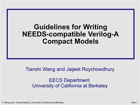 Pdf Guidelines For Writing Needs Compatible Verilog A Nanohub