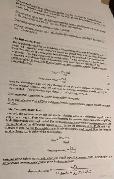 Differential Amplifier Equipment LTSpice Circuit Chegg Com