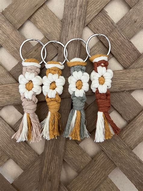 Daisy Macrame Keychain Etsy Daisy Macrame Keychain Etsy