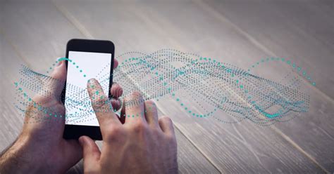 Composition Of Dna Strand Over Person Using Smartphone With Blank Screen Stock Photo Image Of