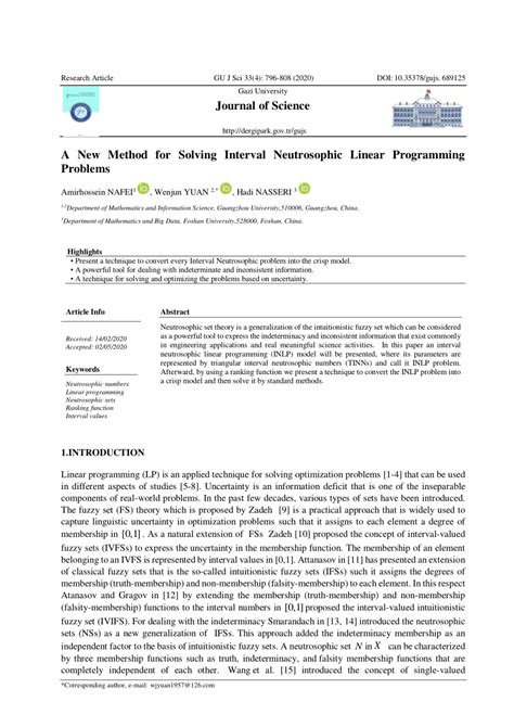 Pdf A New Method For Solving Interval Neutrosophic Linear Programming