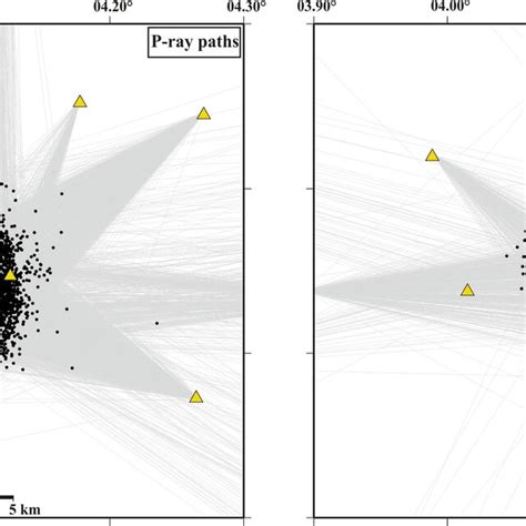 Paths Of The P And S Rays For The Source Locations The Yellow Download Scientific Diagram