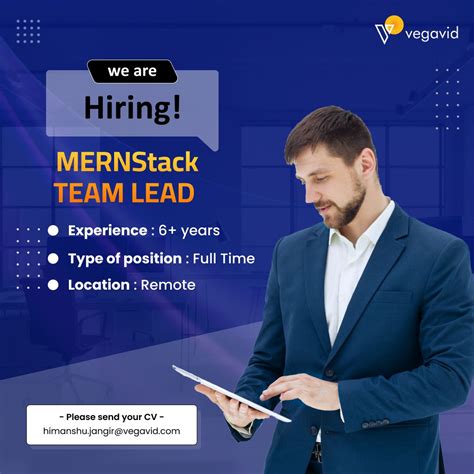 Vegavid Technology On Linkedin Mernstack Teamlead Software Job Work India Jobs Newjob