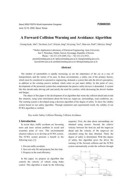 A Forward Collision Warning And Avoidance Algorithm