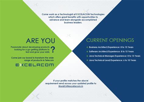 Excelacom Technologies On Linkedin Current Opportunities Excelacom Technologies