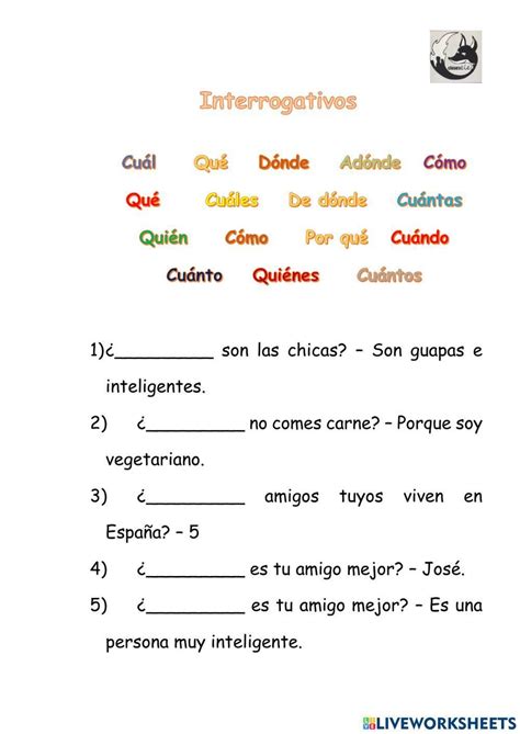 Interrogativos 2958 Clasesele Live Worksheets