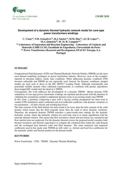 Pdf Development Of A Dynamic Thermal Hydraulic Network Model For Core Type Power Transformers
