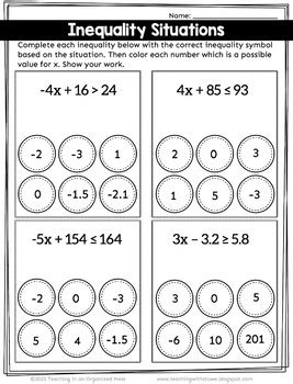 Solving Writing And Graphing Two Step Inequalities Practice Pages