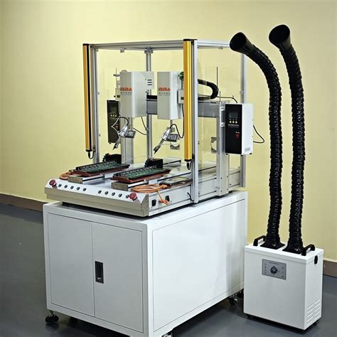 공장 공급 중국의 Pcb 용접을위한 Fume 추출기가있는 자동 이중 아이언 솔더링 기계 Bobang Automation