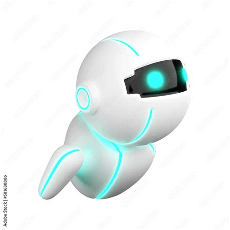 Friendly Cute Robot With Hand Up Hello Chatbot Mascot Ai Artificial Intelligence Virtual