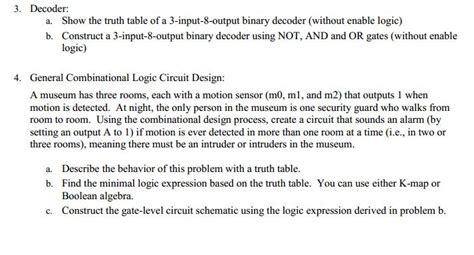 solved 3 decoder a show the truth table of a
