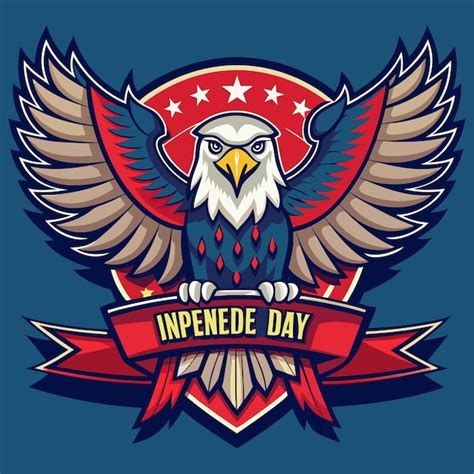 A Blue Background With An Eagle And A Red Ribbon With A Red Ribbon