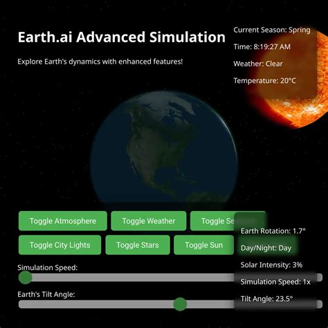 Earthai Advanced Interactive Earth And Sun Simulation