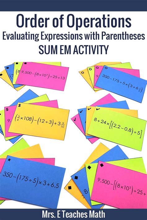 Order Of Operations Evaluating Expressions Sum Em Activity 5 Oa 1 Evaluating Expressions