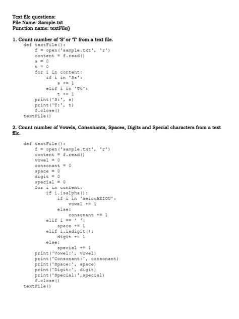 Revision Text File Answers Pdf Text File Writing