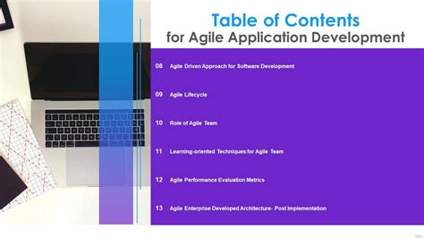 Table Of Contents For Agile Application Development Team Microsoft Pdf