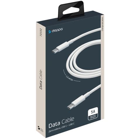 Купить Кабель Deppa Usb C Usb C 100w 5a 1 5m 72332 White в городе Москва по самым