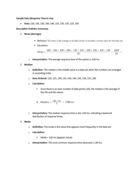Descriptive Statistics Summary Pdf