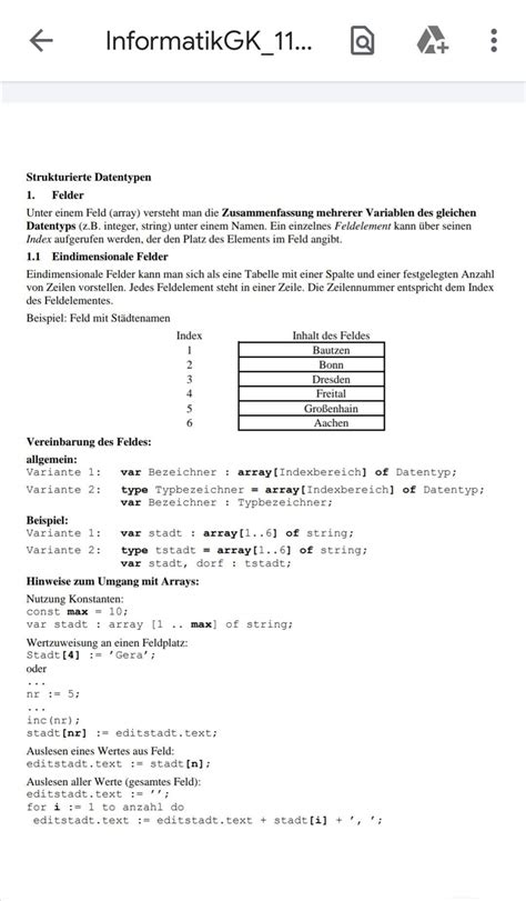 feld array im struktogramm computer schule programmieren