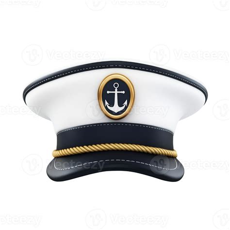 White Captains Hat With Gold Anchor Detail 55453329 Png