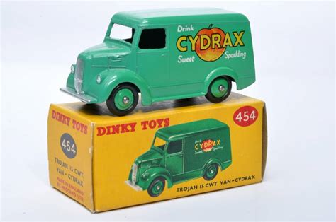 Dinky No 454 Trojan Van Cydrax Single Issue Is In Green With Green Hubs As Shown Displays