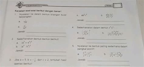 Latinan 1 Nilai Kerjakan Soal Soal Berikut StudyX