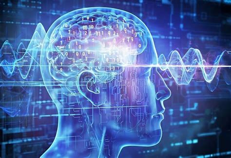 Futuristic Ai Brain With Digital Data Flow And Neural Energy Stock