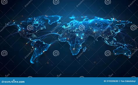 Digital World Map Interconnected Data Flow And Global Networks Concept Global Connectivity