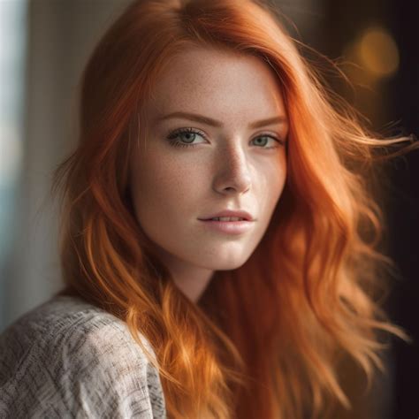 Premium Ai Image Photo Closeup Portrait Of Curly Redhead Woman With