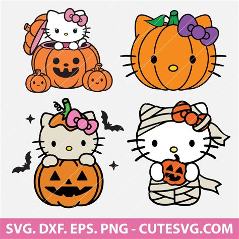 Hello Kitty Halloween Pumpkin Svg Bundle Hello Kitty Cut File