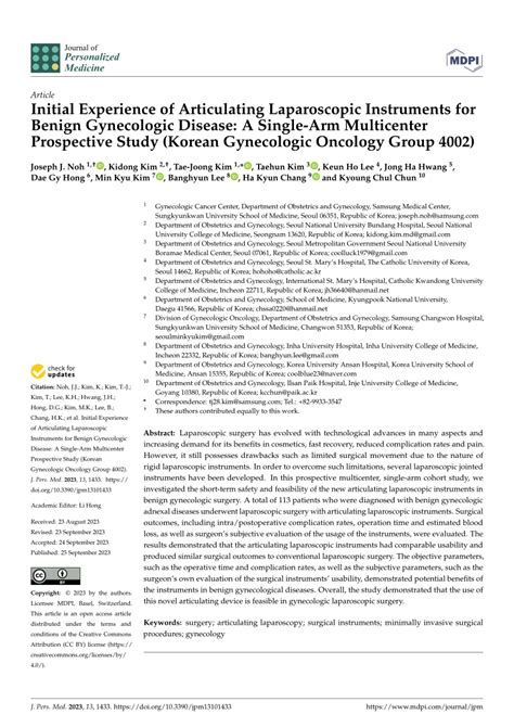 Pdf Initial Experience Of Articulating Laparoscopic Instruments For Benign Gynecologic Disease