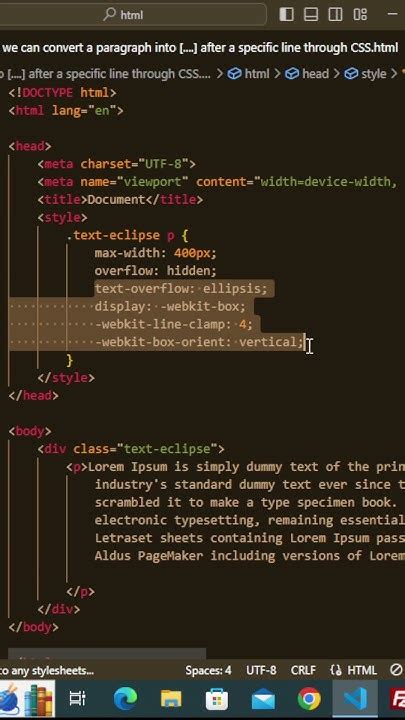 How We Can Convert A Paragraph Into After A Specific Line Through Css Htmlcss Css Youtube