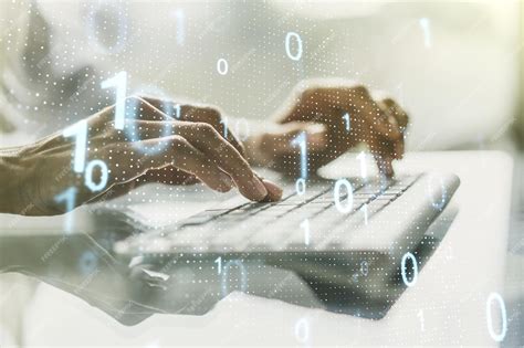 Premium Photo Creative Abstract Binary Code Sketch And Hands Typing