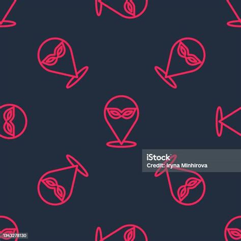 레드 라인 카니발 마스크 아이콘 검은 배경에 절연 원활한 패턴 가면 파티 마스크 벡터 Theatrical Performance에