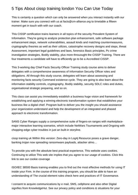 5 Tips About Cissp Training London You Can Use Todayymrpp Pdf Pdf DocDroid