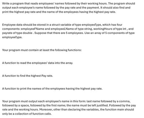 Solved C ﻿programwrite A Program That Reads Employees