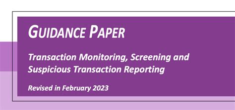 Guidance Paper Transaction Monitoring Screening And Suspicious