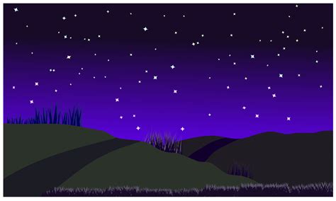 Cartoon Hills With Night Sky Stars Background 6869409 Vector Art At