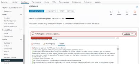 Vxrail Lcm Failed At Vcenter Upgrade Due To Incompatible Tanzu Version