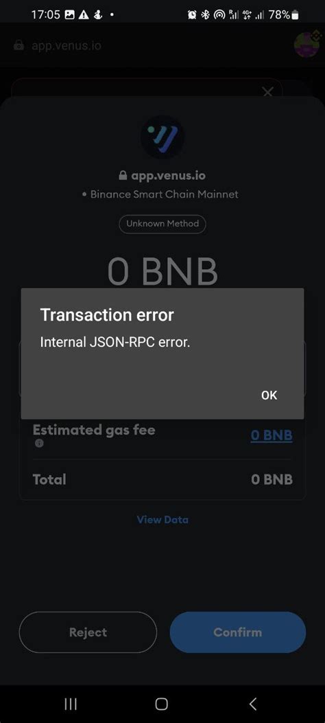 Transaction Error Internal Json Rpc Error Venus Community