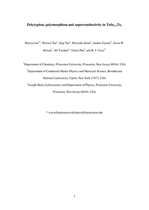Pdf Polytypism Polymorphism And Superconductivity In Tase2 Xtex
