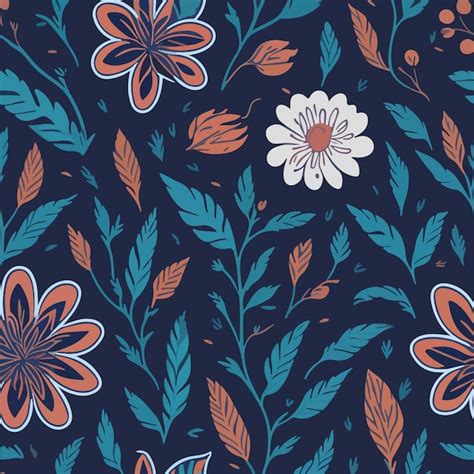 Premium Vector Flower And Leaves Seamless Vector Pattern Vector Background