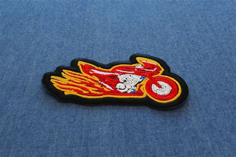 Flaming Crotch Rocket Motorcycle Patch Biker Vest Patches Sew Or Iron
