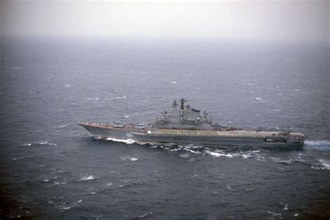 An Aerial Port Beam View Of The Soviet Kiev Class Aircraft Carrier