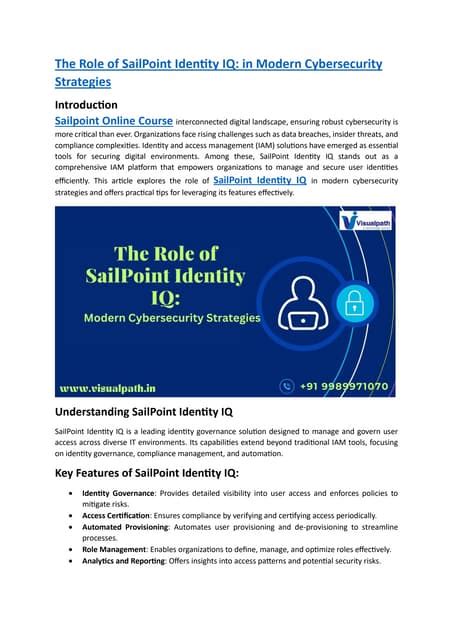 Sailpoint Identityiq Training Course Content Pdf