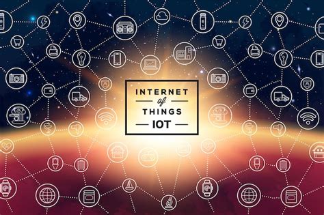 사물 인터넷 Iot 장치 및 연결 개념 지구 위의 클라우드 센터 프리미엄 벡터