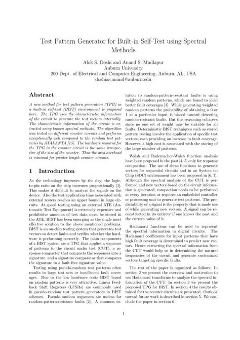 pdf test pattern generator for built in self test using agrawvd