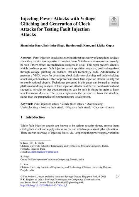 Pdf Injecting Power Attacks With Voltage Glitching And Generation Of