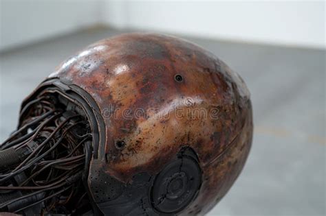 Rusty Robot Head With Exposed Wires In Studio Setting Stock Illustration Illustration Of