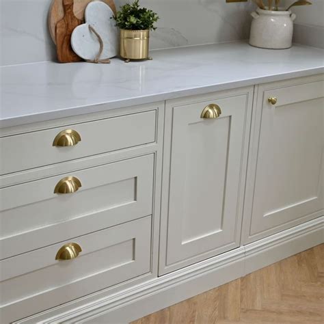 Brushed Brass Cupboard Handles And Knobs Kitchen Minimal Cabinets Door Cup Pulls Drawer Shaker